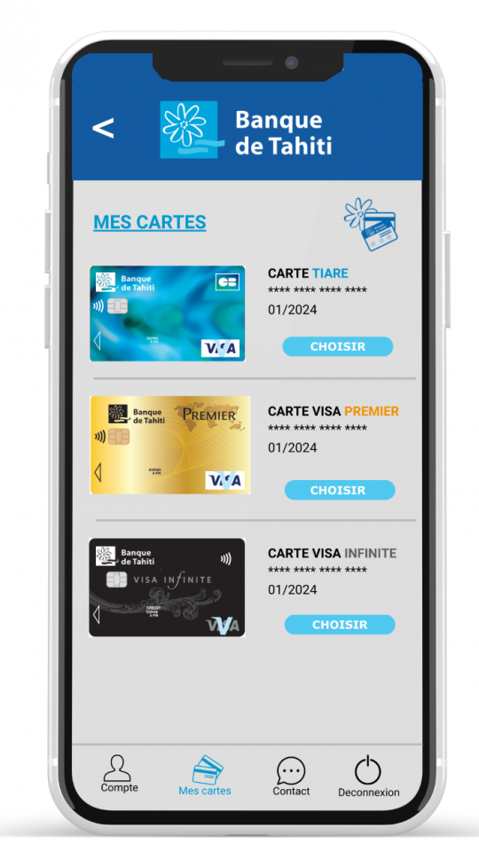Application Tiare Carte | Banque de Tahiti
